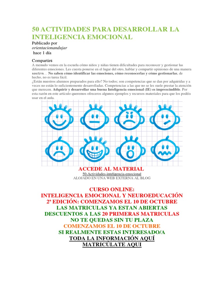 50 Actividades Para Desarrollar La Inteligencia Emocional ...