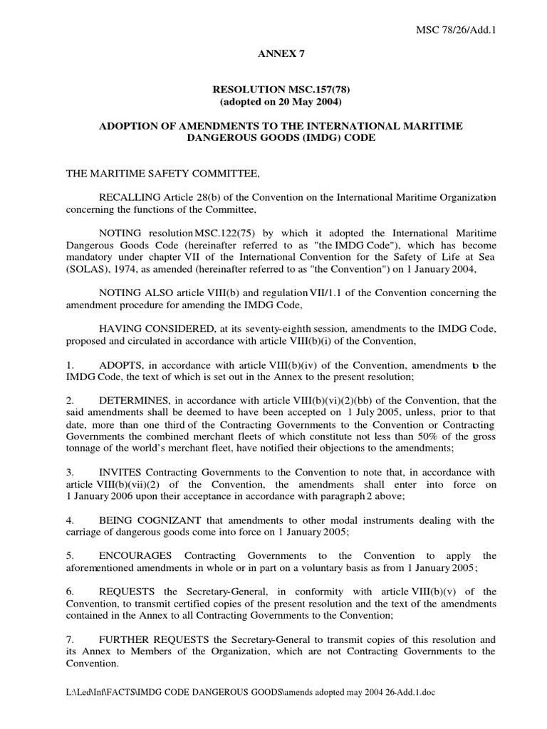Amends IMDG | Download Free PDF | Dangerous Goods | Explosive Material