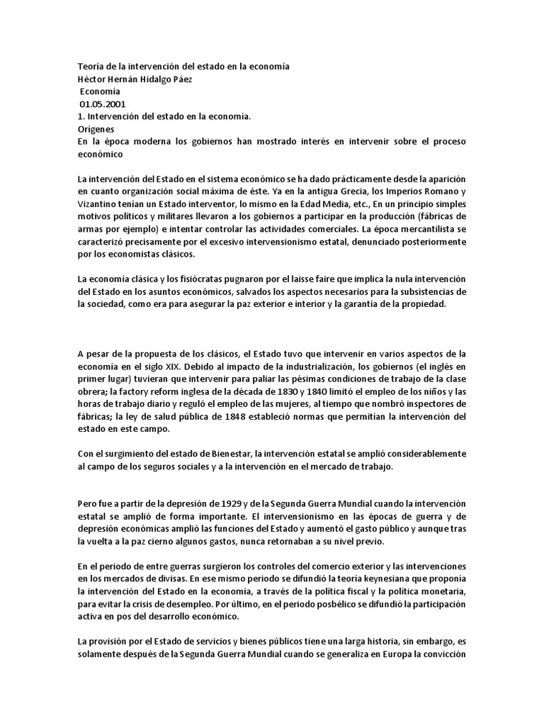 Historia de la intervención estatal en economía | PDF | Capitalismo ...