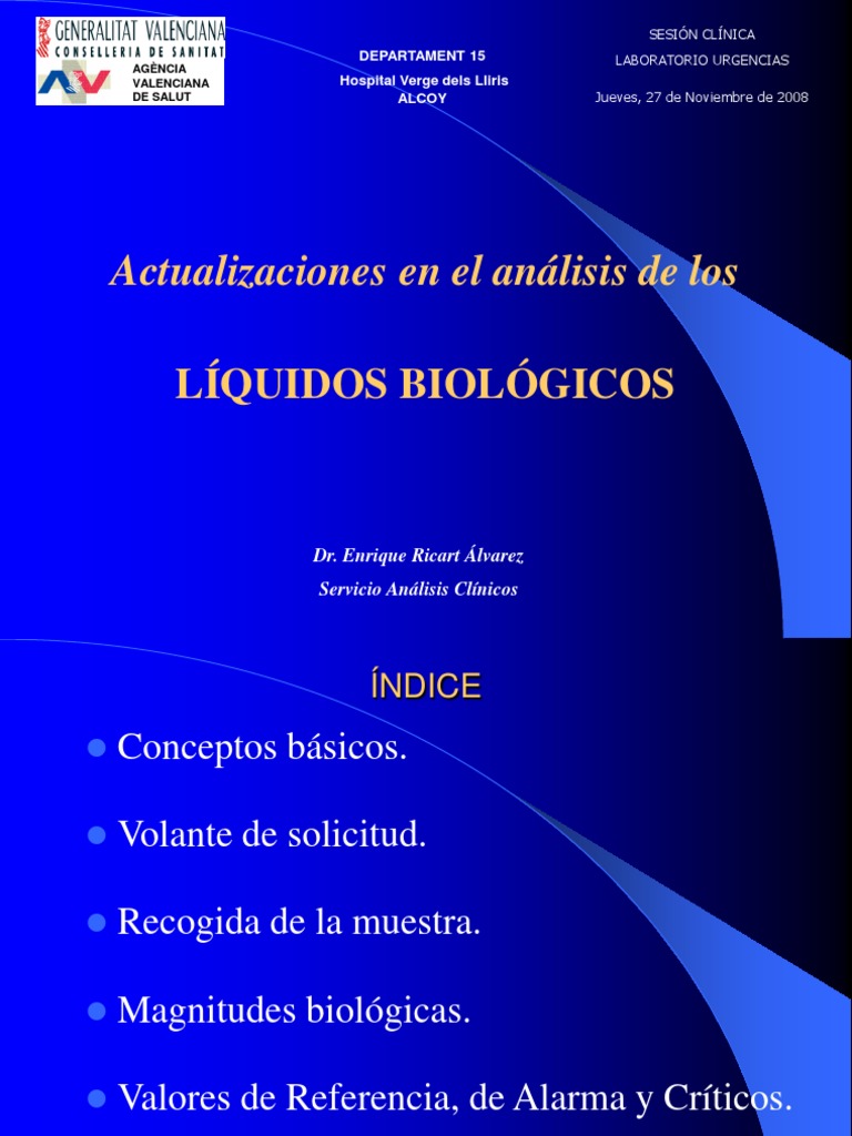 Líquidos Biológicos | PDF | Sangre | Medicina CLINICA