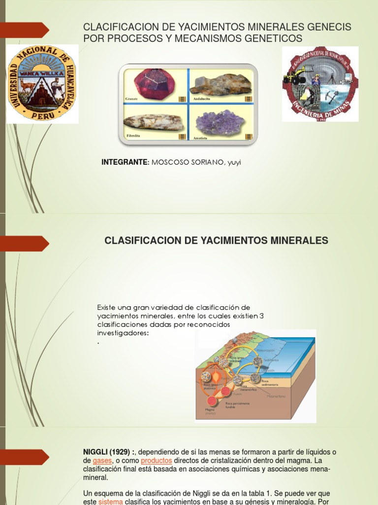 Clacificacion De Yacimientos Minerales Genecis Por Procesos Y Mecanismos Geneticos | Minerales ...