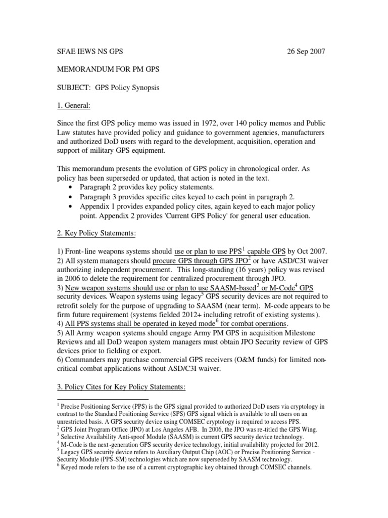 Military GPS Policy Overview | PDF | Global Positioning System | United ...