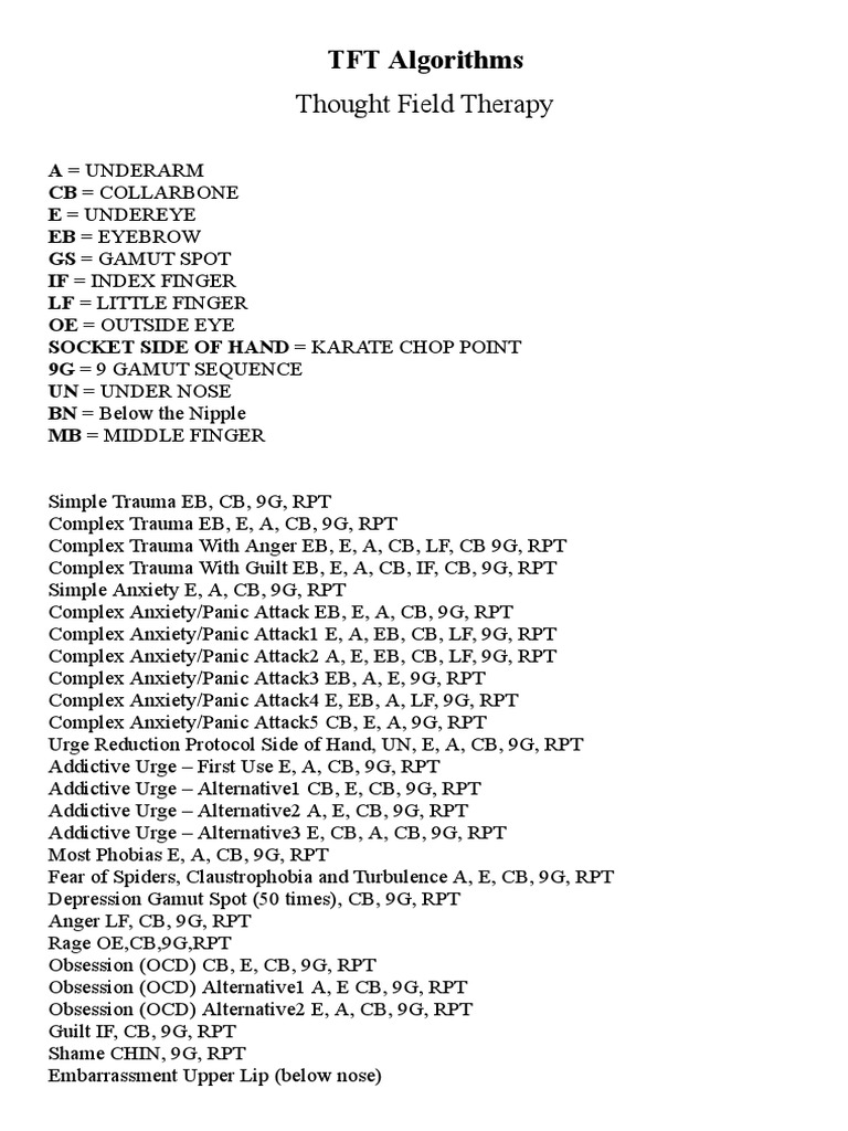 TFT Table Algorithms | Download Free PDF | Psychotherapy | Therapy