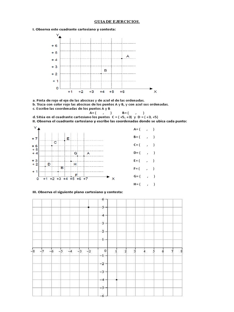 Guia de Plano Cartesiano Quinto Basico | PDF | Sistema de coordenadas ...