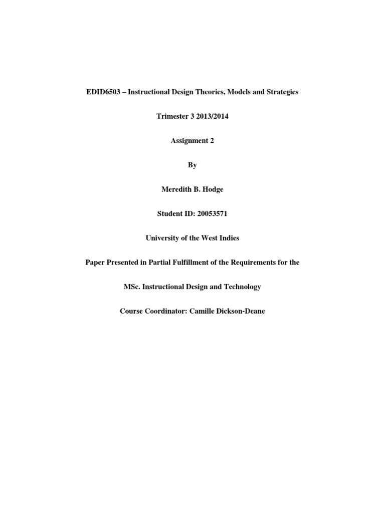 Assignment 2 - 6503 | PDF | Distance Education | Instructional Design