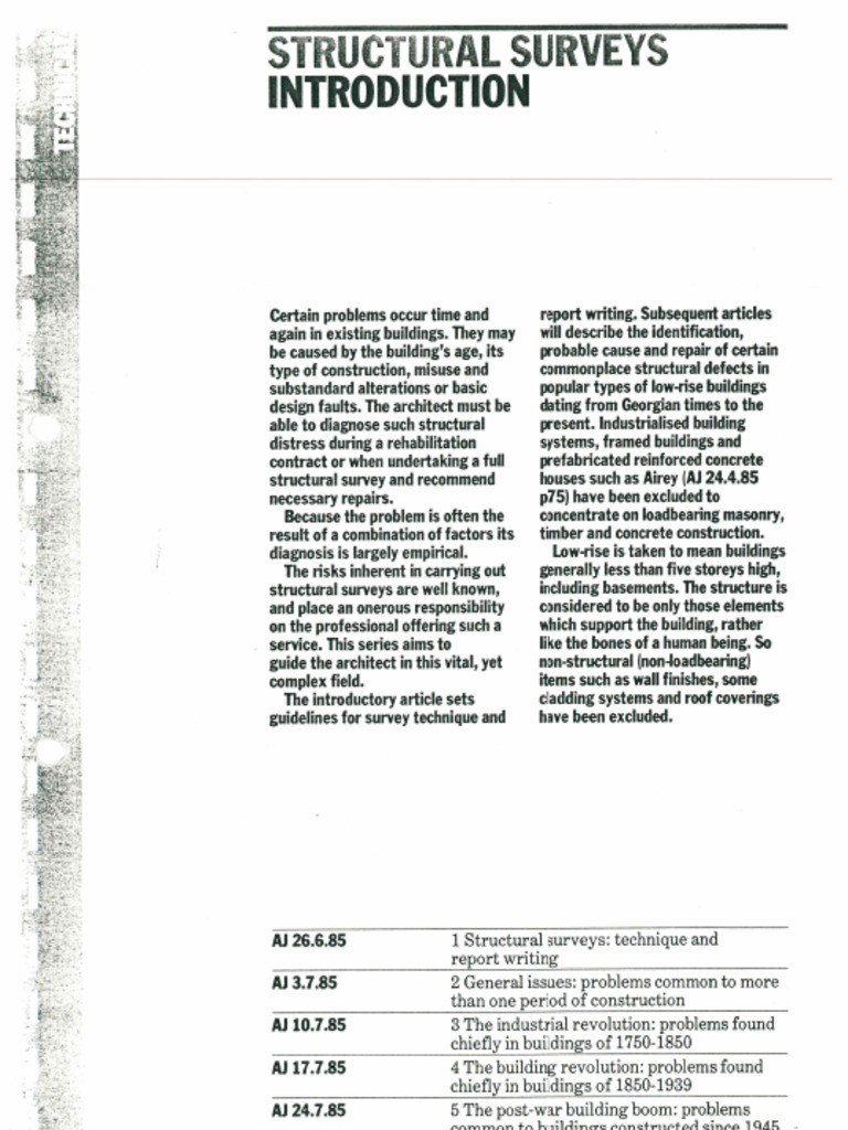 Architect's Journal Guide To Structural Survey 1985 PDF | PDF