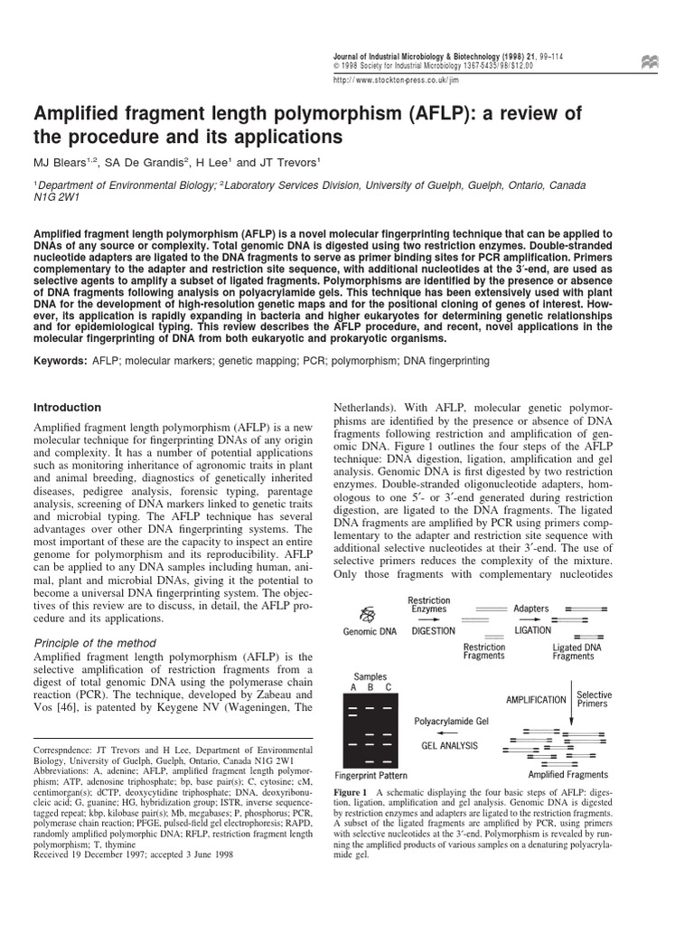 Amplified Fragment Length Polymorphism (AFLP) : A Review of The ...