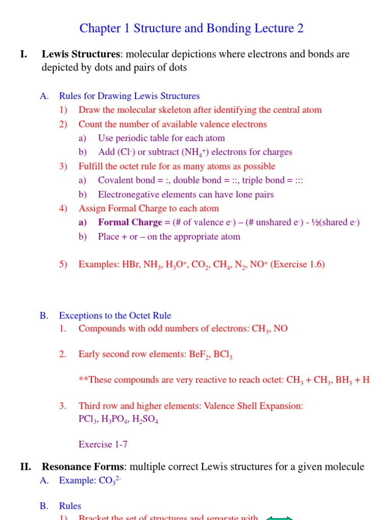 Chapter 1 Structure and Bonding Lecture 2: Depicted by Dots and Pairs of Dots | PDF | Atomic ...
