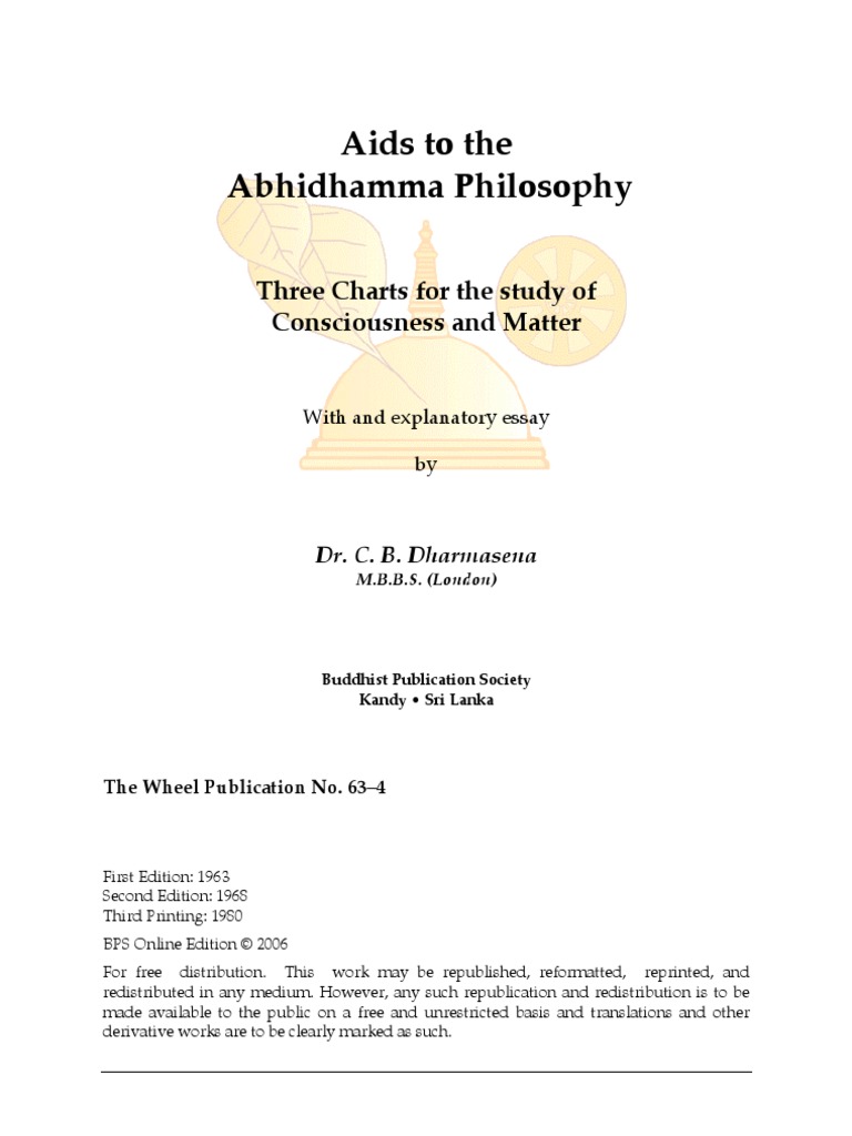 Aids To The Abhidhamma | PDF