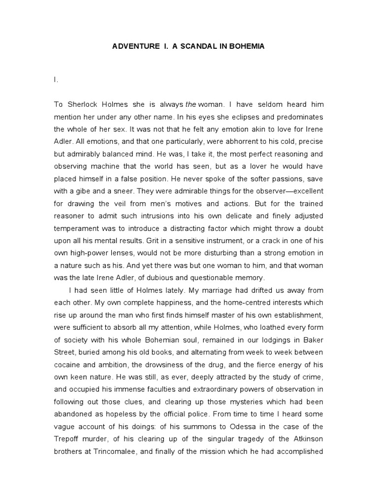 Adventure | PDF | A Scandal In Bohemia | Irene Adler