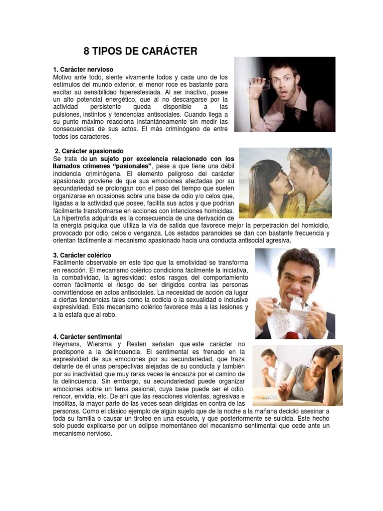 8 Tipos de Carácter | PDF | Homicidio | Comportamiento