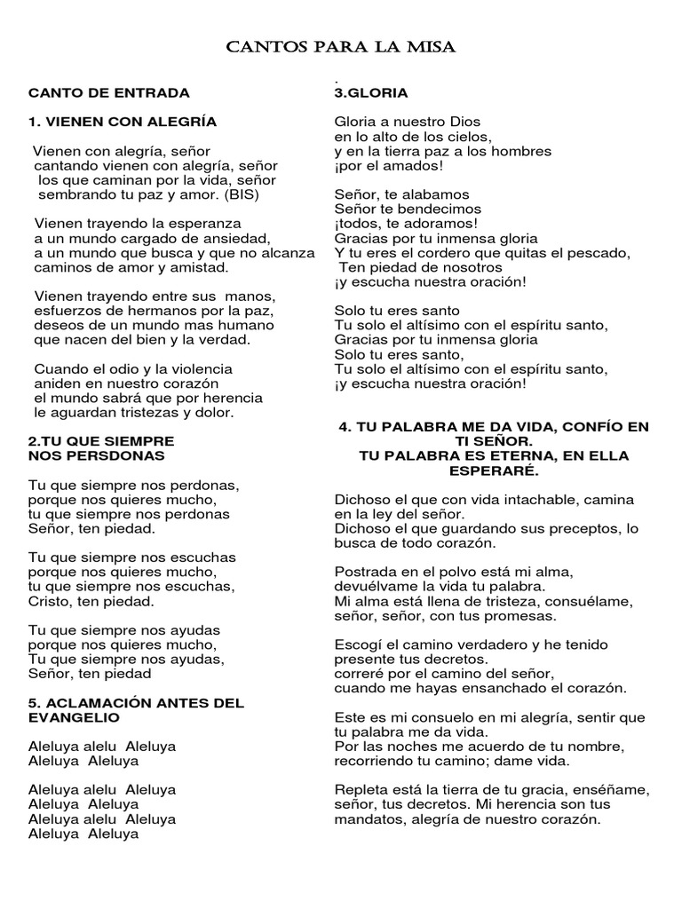 Cantos Pra La Misa | PDF | Misa (liturgia) | Cristo (título)