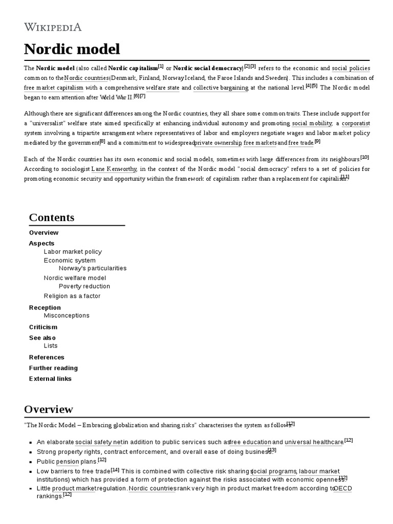 Nordic Model PDF | Download Free PDF | Public Sphere | Economics
