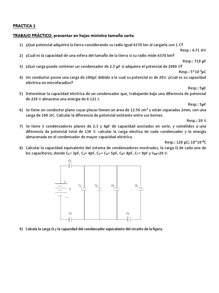 Practica Condensadores | PDF | Capacidad | Condensador