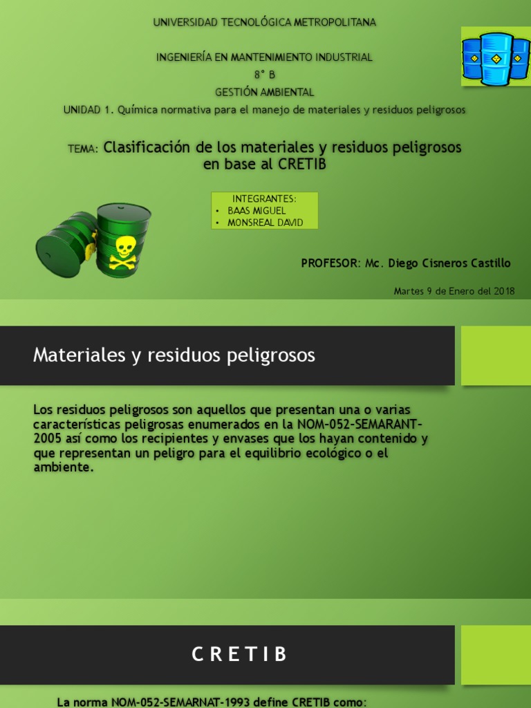 Diapositivas Cretib | PDF | Material explosivo | Residuos