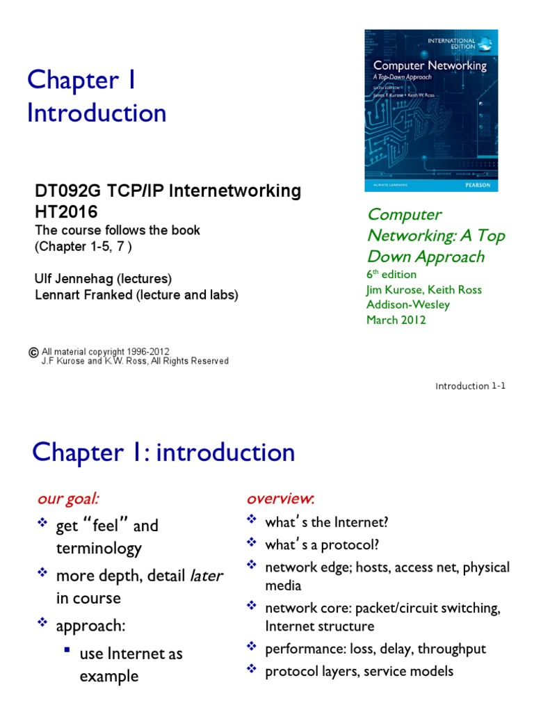 Computer Networking: A Top Down Approach: DT092G TCP/IP Internetworking ...