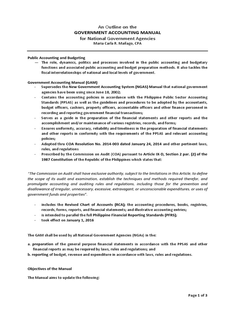 Outline GAM | PDF | Financial Statement | Accounting