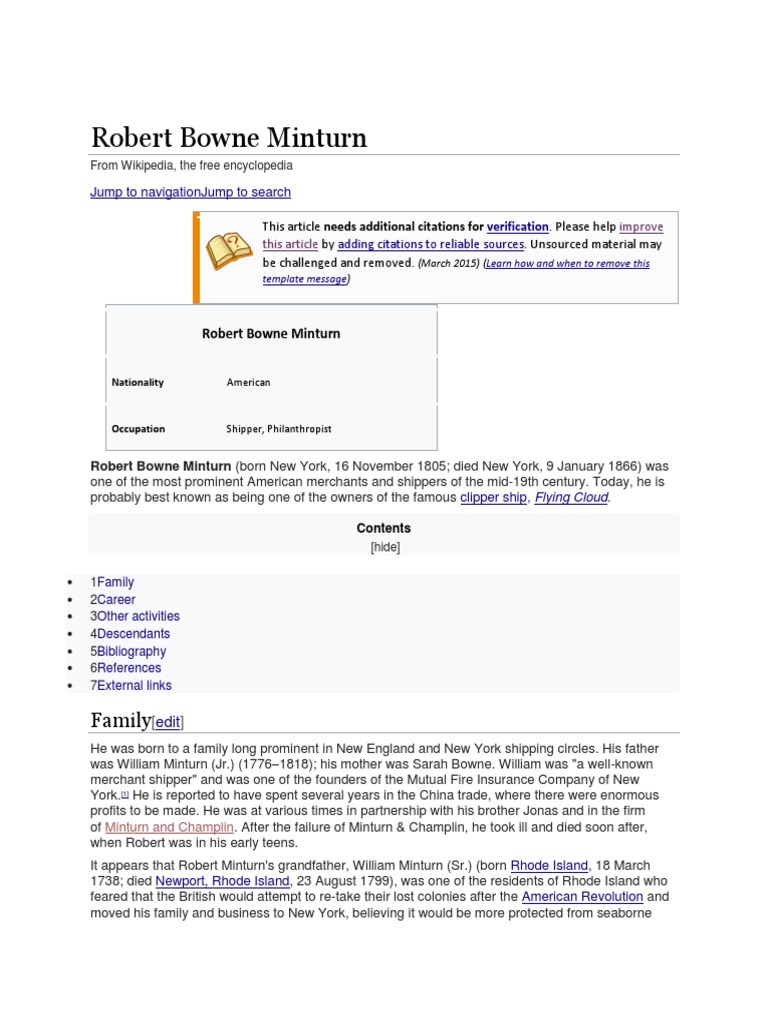 Robert Bowne Minturn | PDF