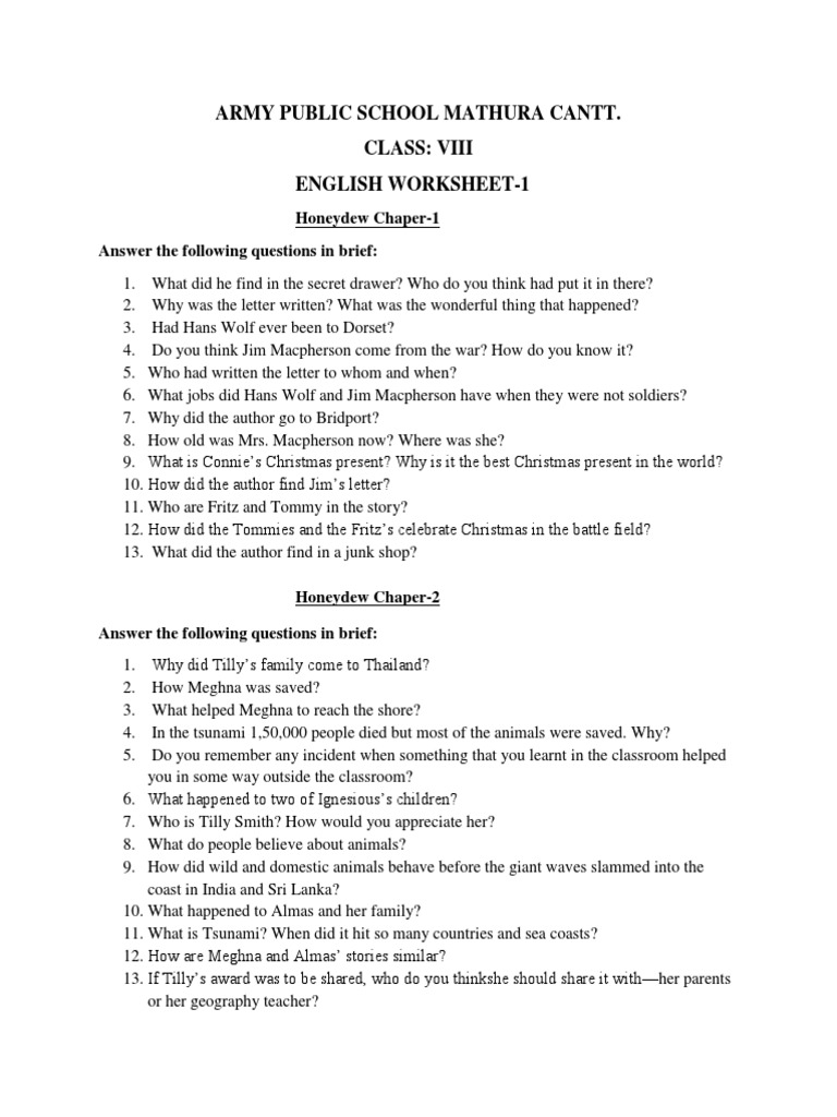 Class-8 Army School Holiday Homework | PDF | Resource | Rational Number