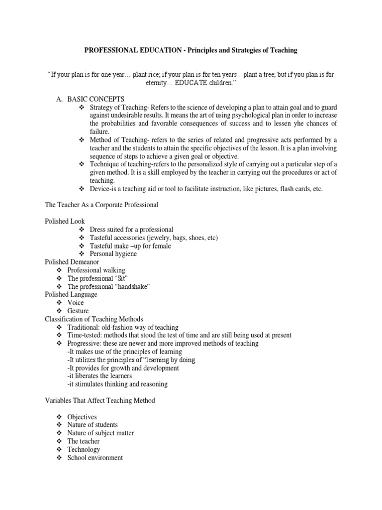 Principles and Strategies of Teaching | PDF | Educational Assessment ...