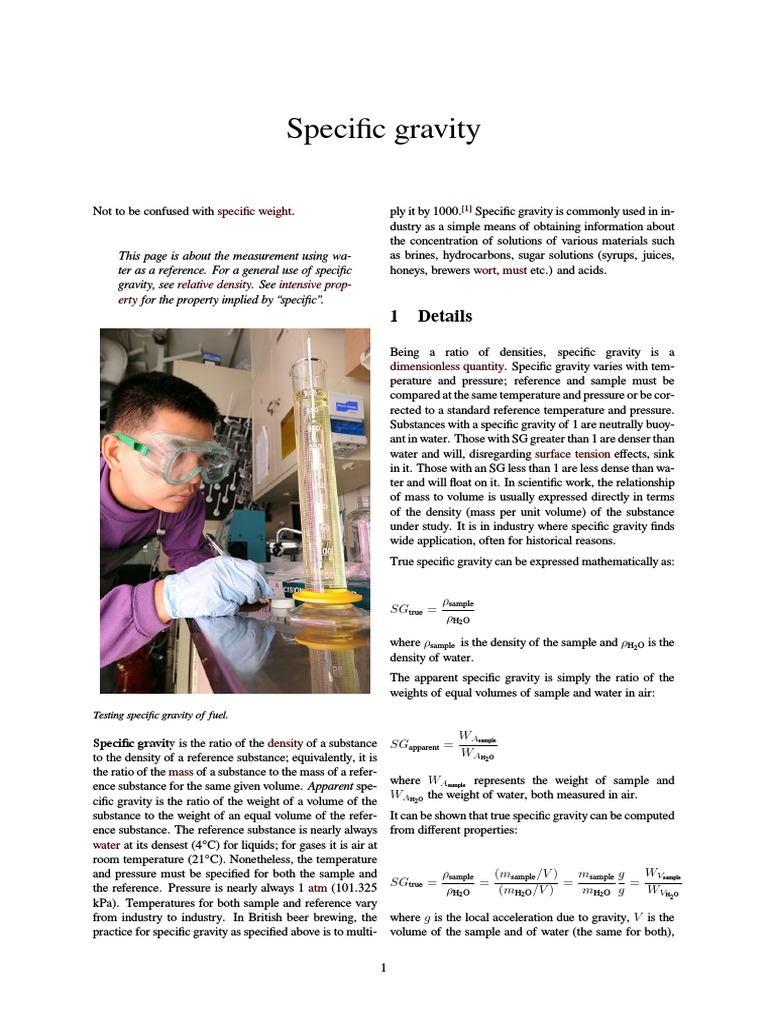 Specific Gravity | PDF | Density | Physical Quantities