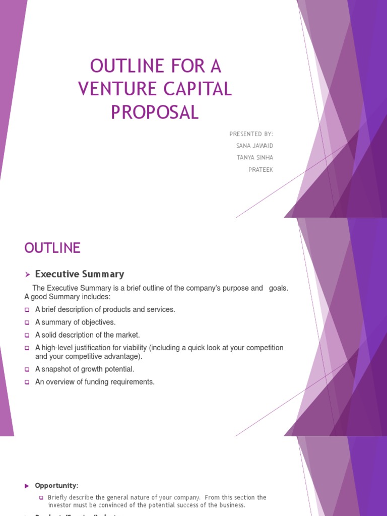 Venture Capital Proposal Outline | PDF | Investor | Angel Investor