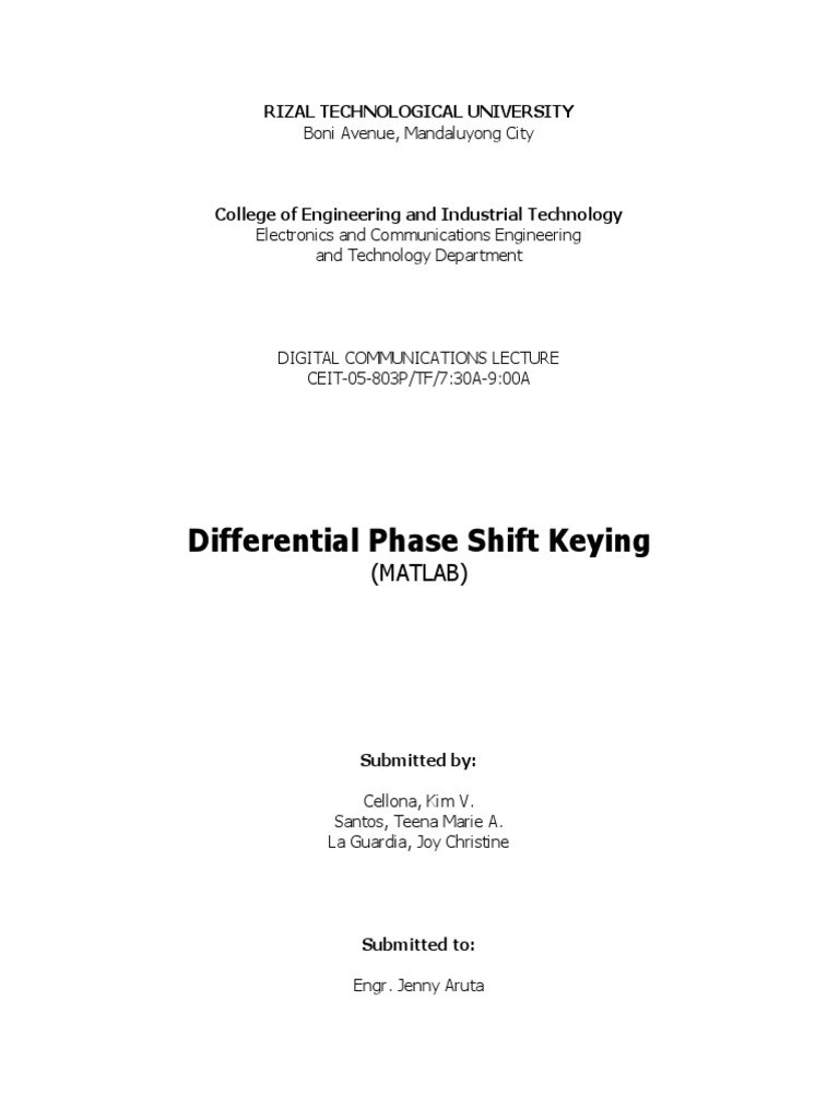 DPSK Modulation and Demodulation Overview | PDF | Modulation ...