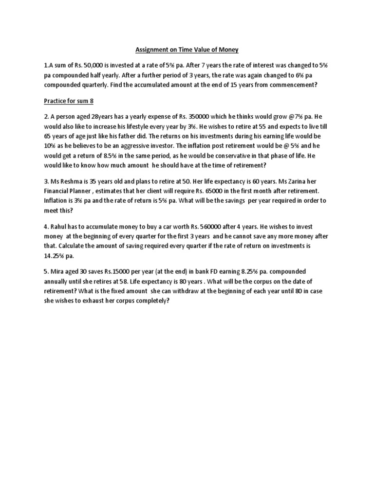 Time Value of Money Assignment Guide | PDF