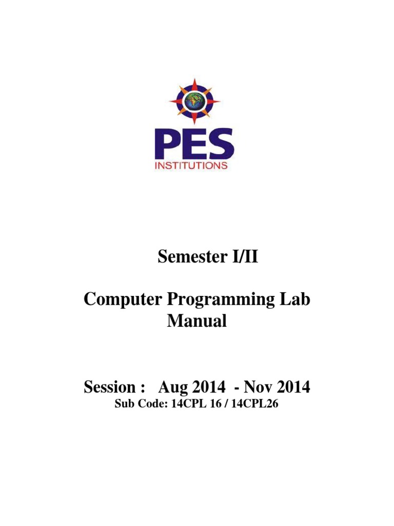 14CPL16 - Computer Programming Lab Manual (VTU PESIT) PDF | PDF ...