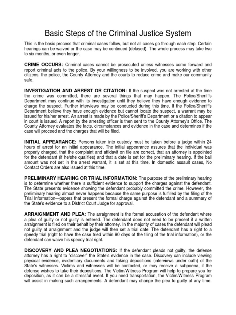 Steps in the Criminal Justice Process | PDF | Arrest | Arraignment
