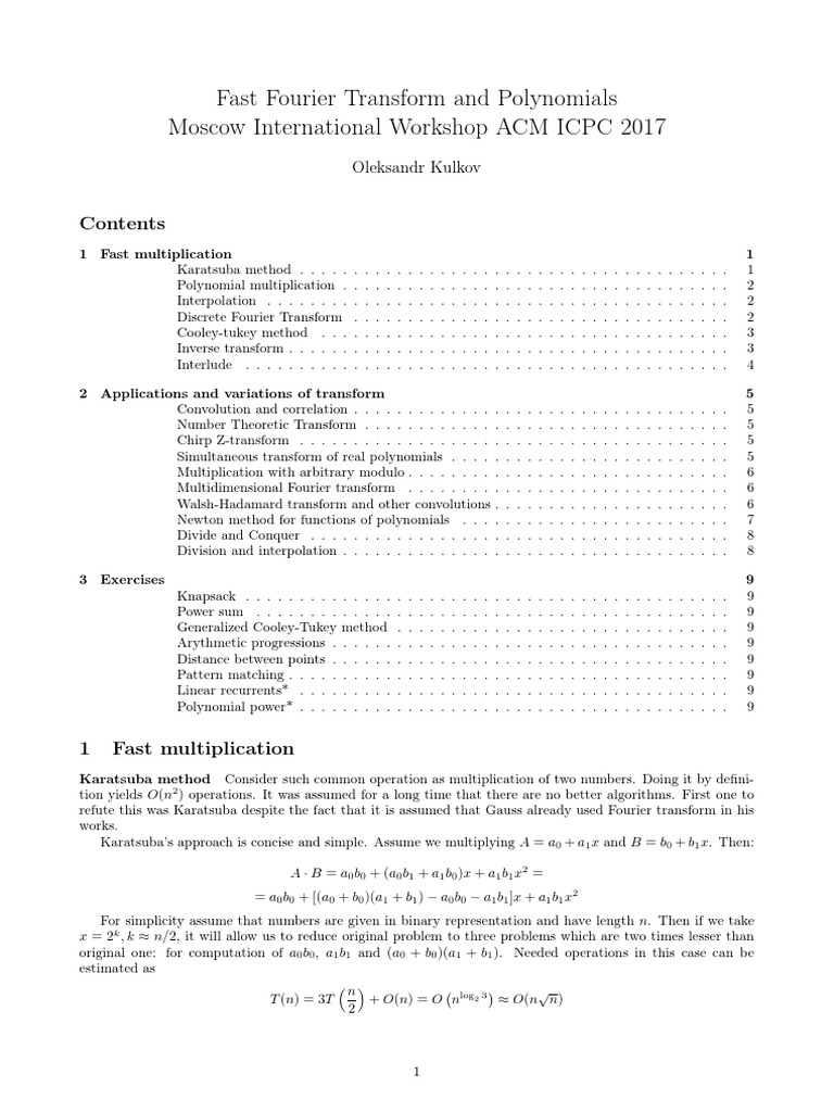 FFT Eng | PDF | Time Complexity | Exponentiation