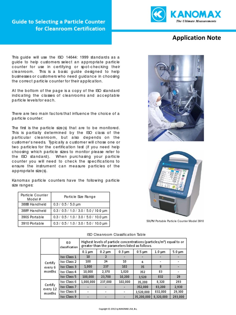 Guide To Selecting A Particle Counter For Cleanroom Certification | PDF ...