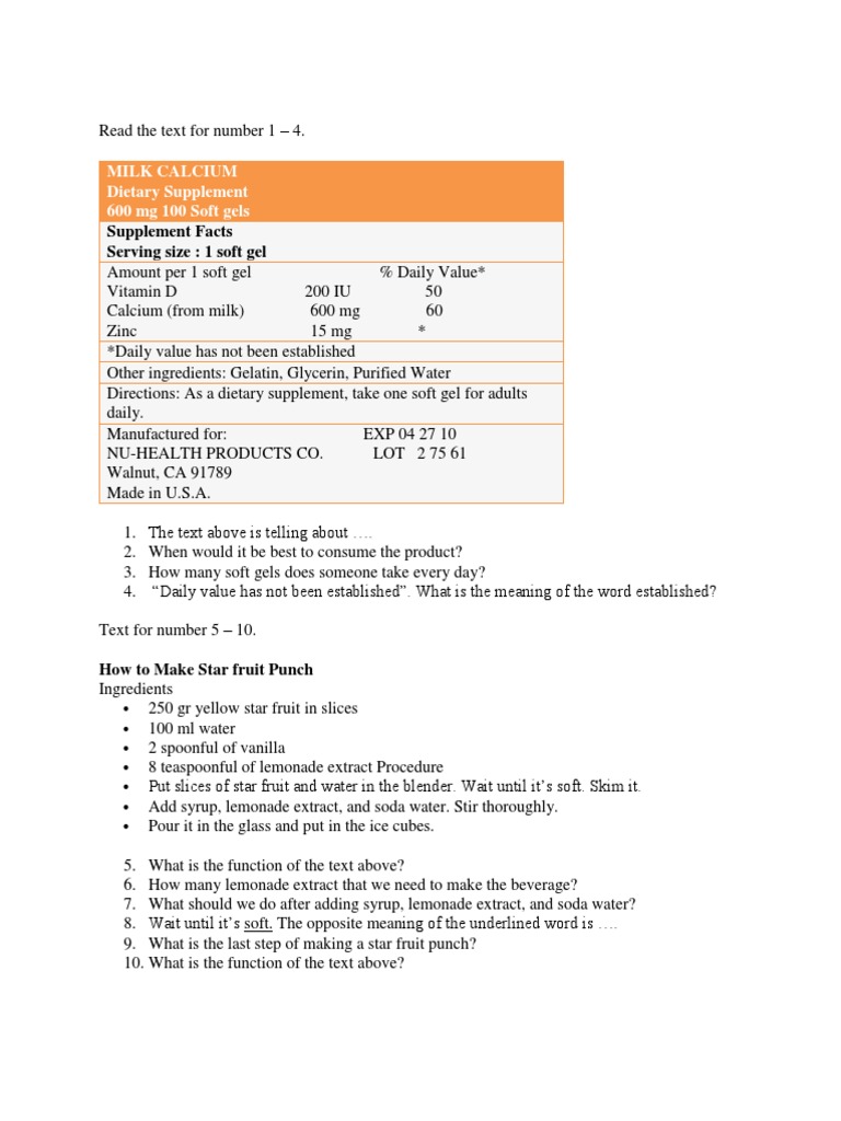 Daily Test Label and Procedure Text | PDF | Wellness