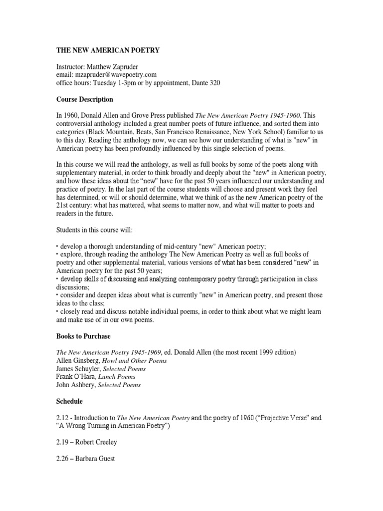 The New American Poetry | PDF | American Poetry | Poetry