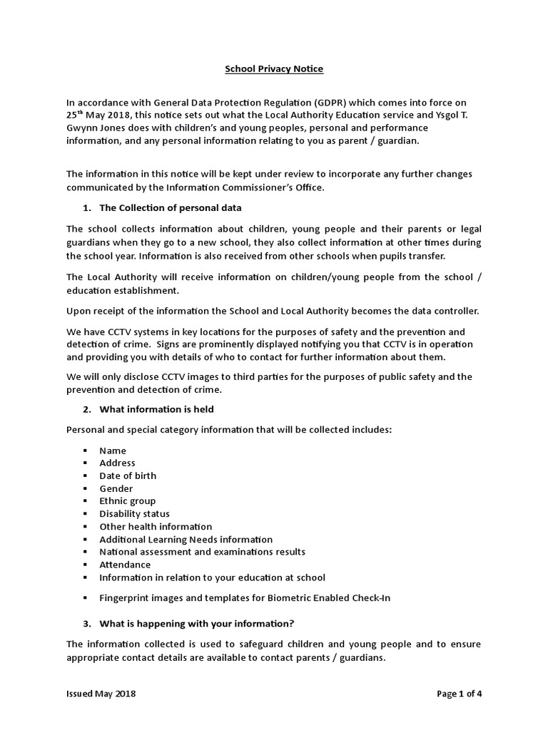 School Privacy Notice - en | PDF | Personally Identifiable Information ...