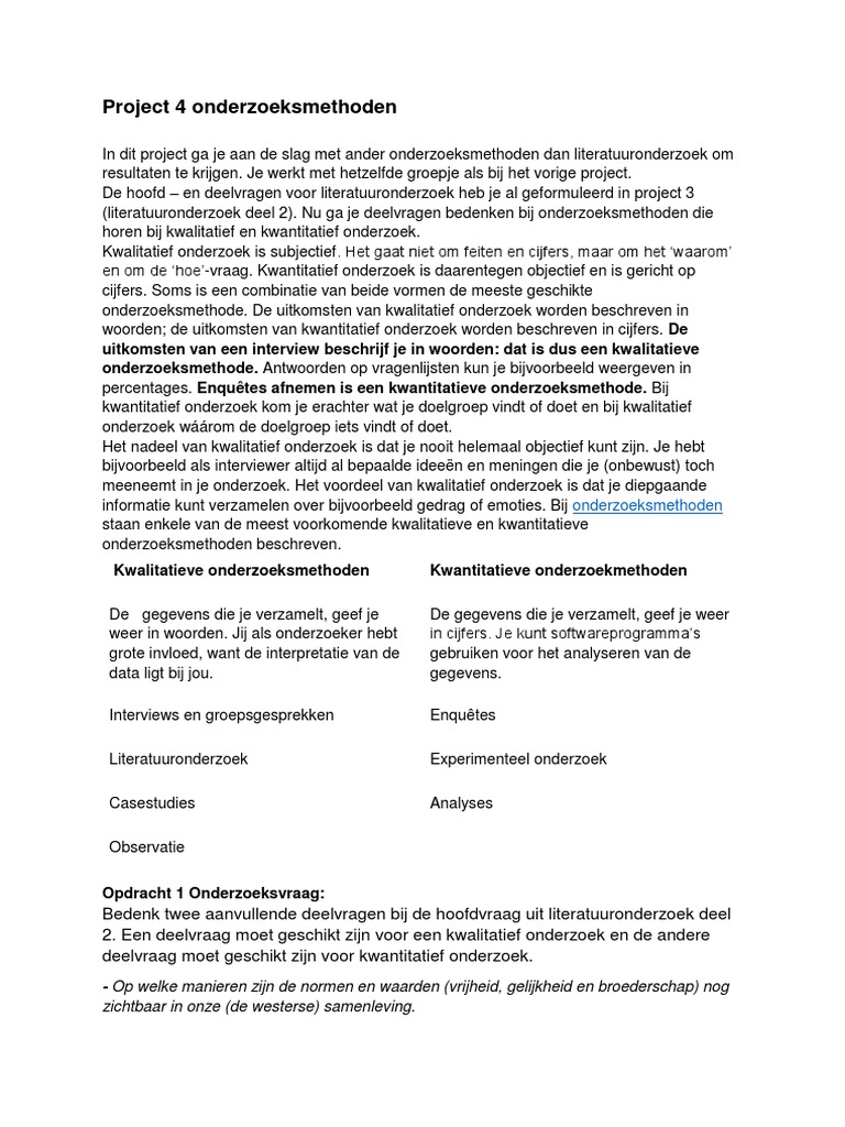 Project 4 Onderzoeksmethoden | PDF