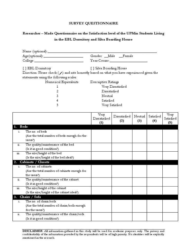 Questionnaire Mercy New2 | PDF | Questionnaire