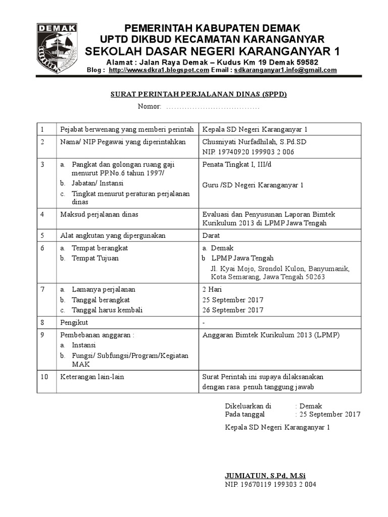 Surat Perintah Perjalanan Dinas (SPPD) | PDF