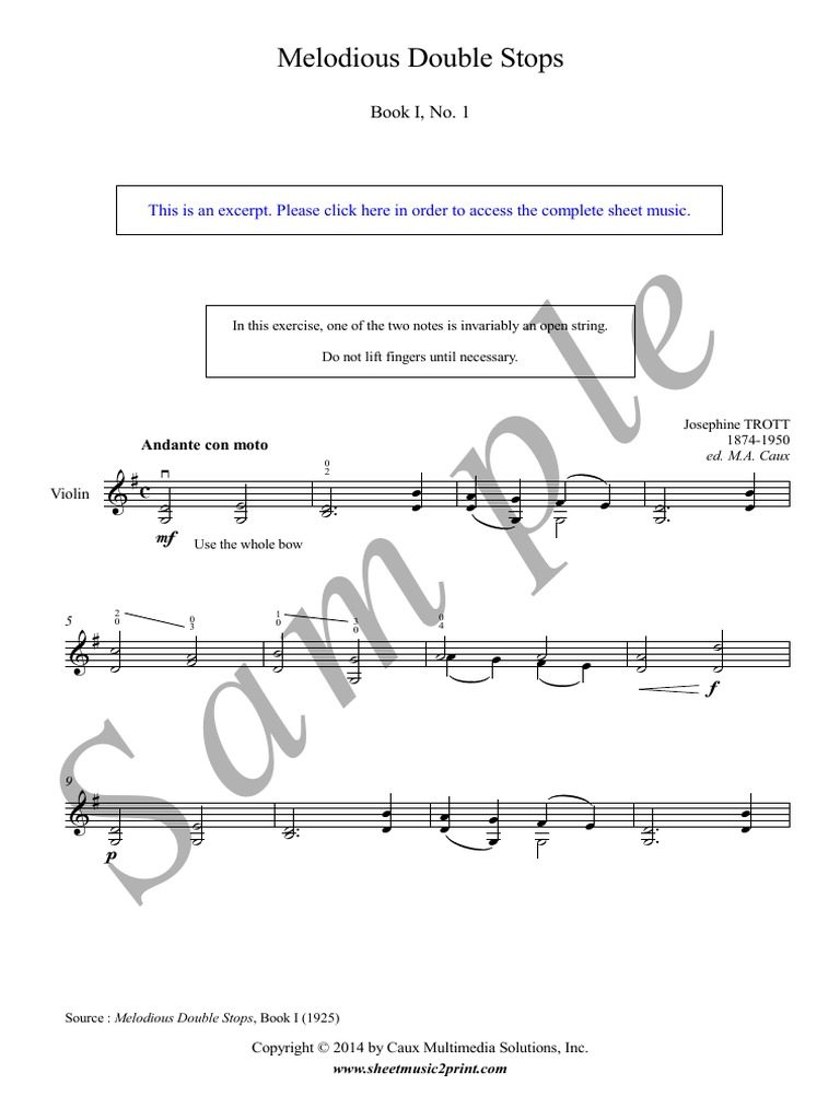 Sample: Melodious Double Stops | PDF | Friction Musical Instruments ...