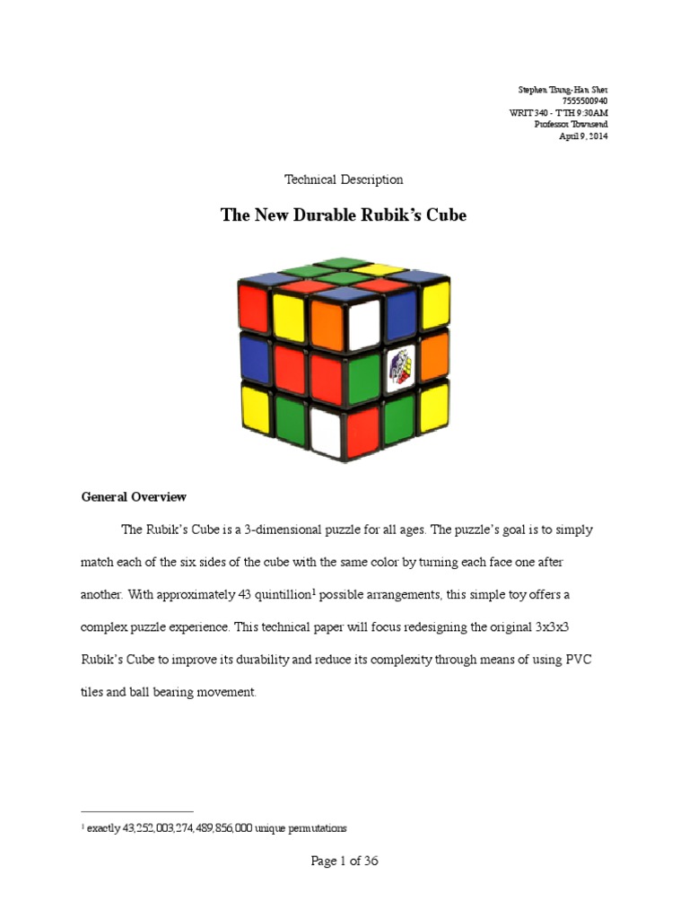 Rubiks Cube | PDF | Bearing (Mechanical) | Nature