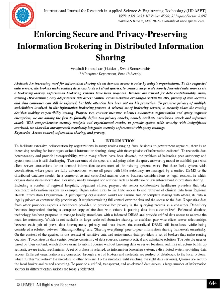 Enforcing Secure and Privacy-Preserving Information Brokering in ...