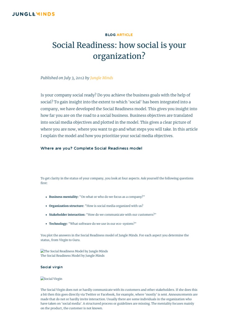Social Readiness - How Social Is Your Organization - Jungle Minds ...