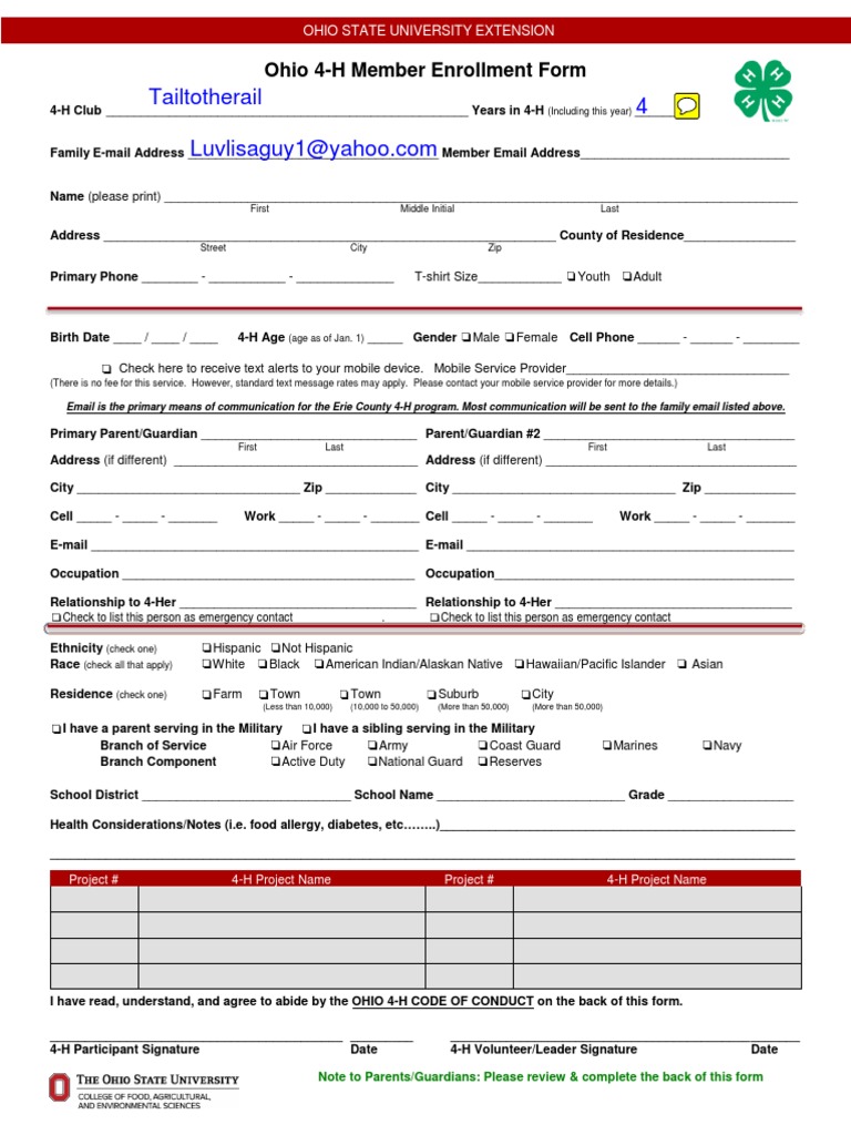 Member Enrollment Form 2018 Camp | PDF | Race And Ethnicity In The ...