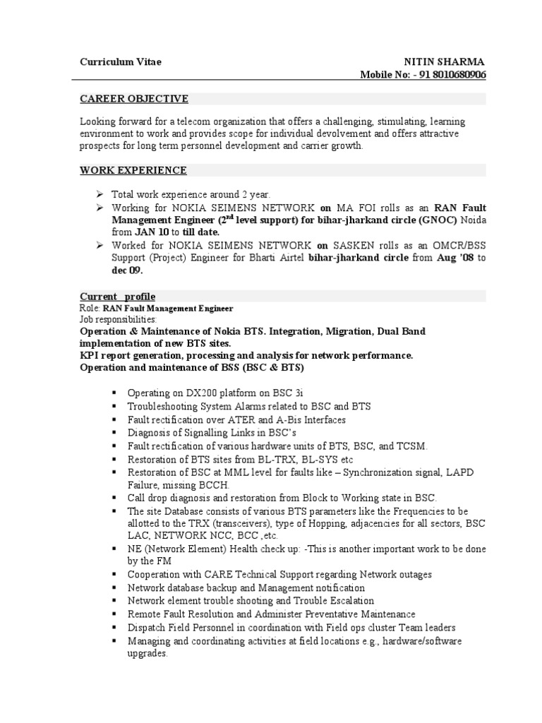 Nitin Resume | PDF | Software | Telecommunications