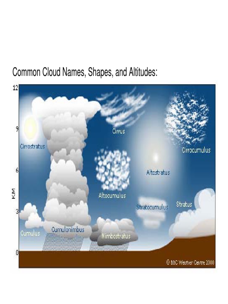 Common Cloud Names, Shapes, and Altitudes | PDF | Cloud | Precipitation