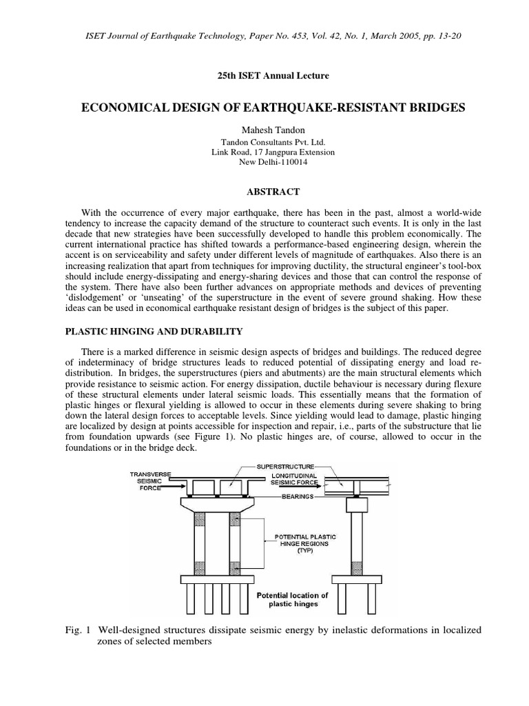1-Economic Design of EQ Resistant Bridges India-Tandon PDF | PDF ...