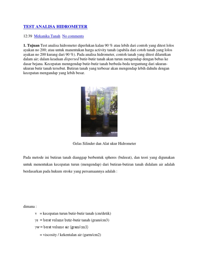 Test Analisa Hidrometer | PDF