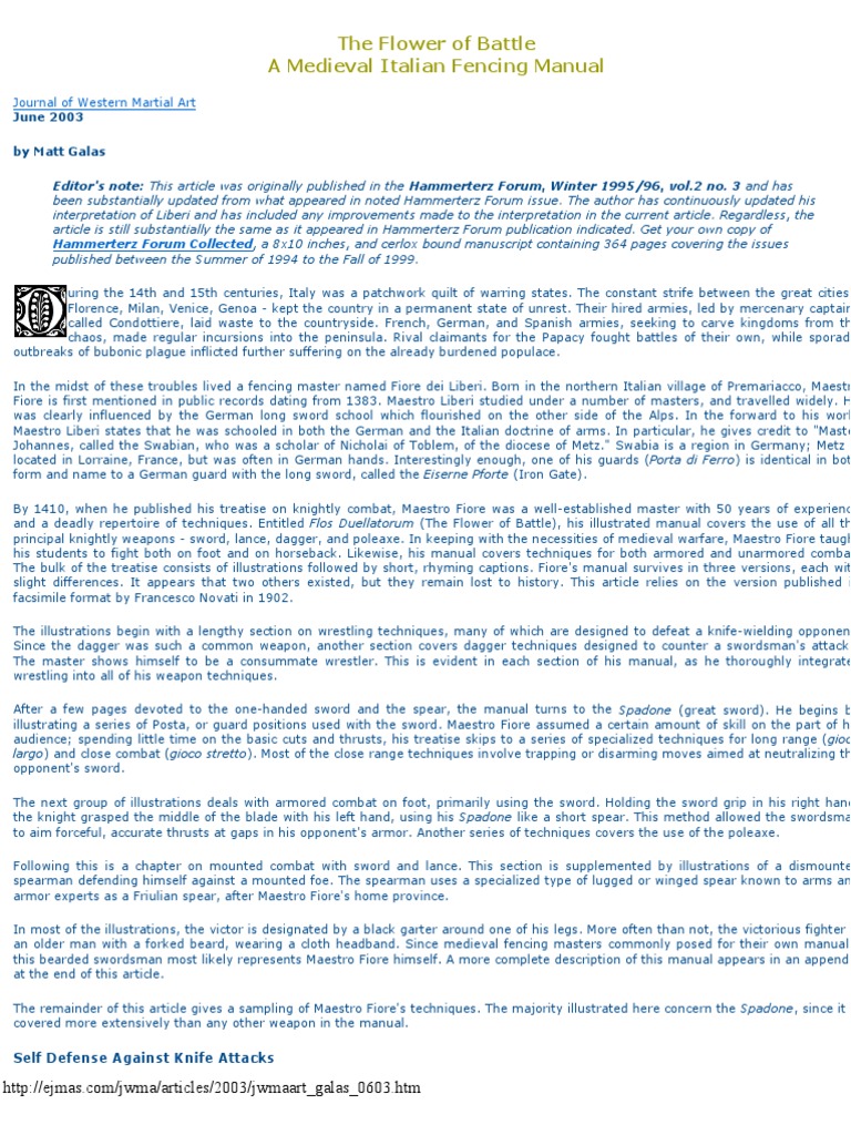 A Medieval Italian Fencing Manual | PDF | Swordsmanship | Sword