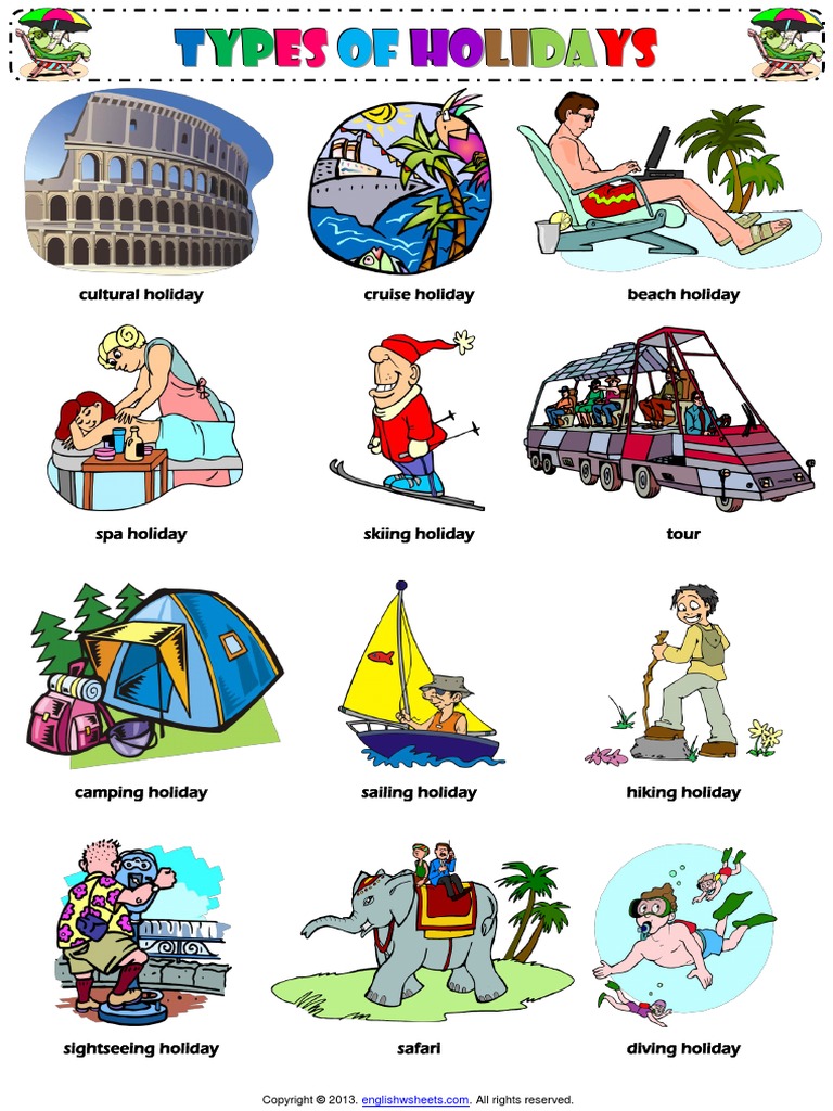 Types of Holidays Pictionary Poster Vocabulary Worksheet PDF | PDF