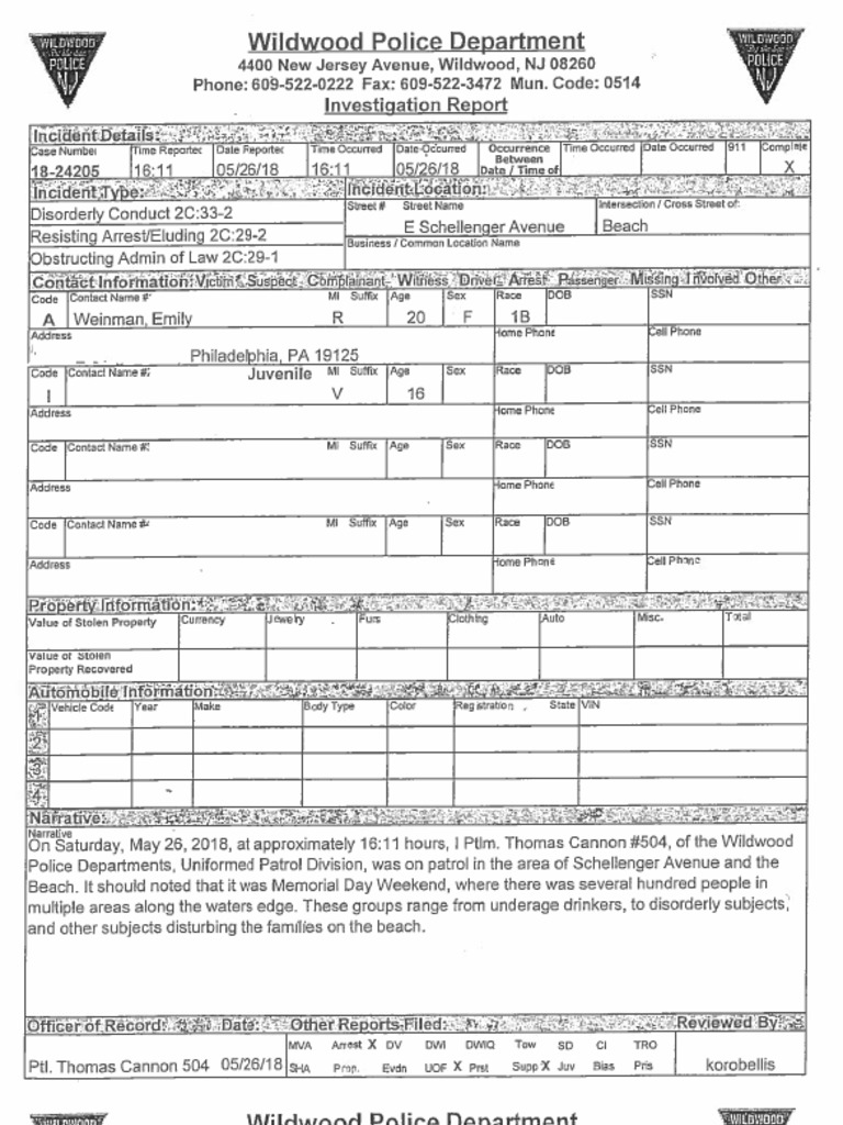 Investigation and use-of-force reports and criminal complaints